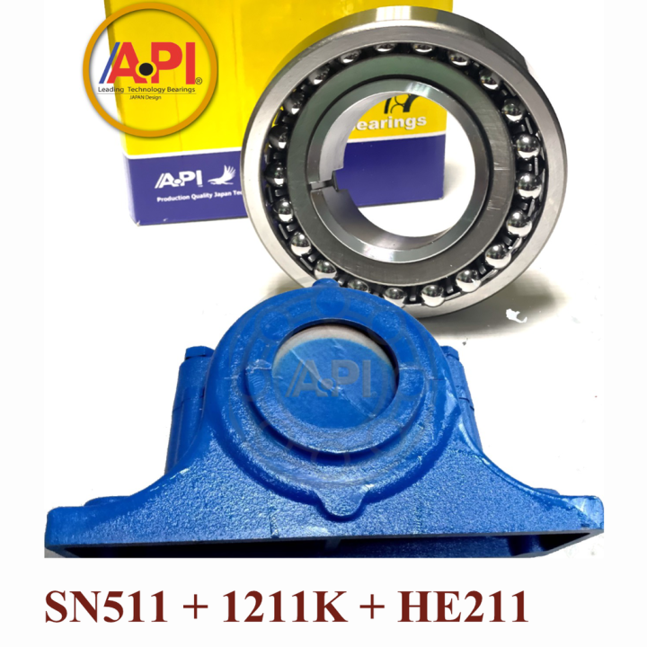 API Plammer block housing bearing เสื้อลูกปืน SN511 + 1211K + HE211 ทั้งชุดพร้อมลูกปืน และ สลิฟ ...