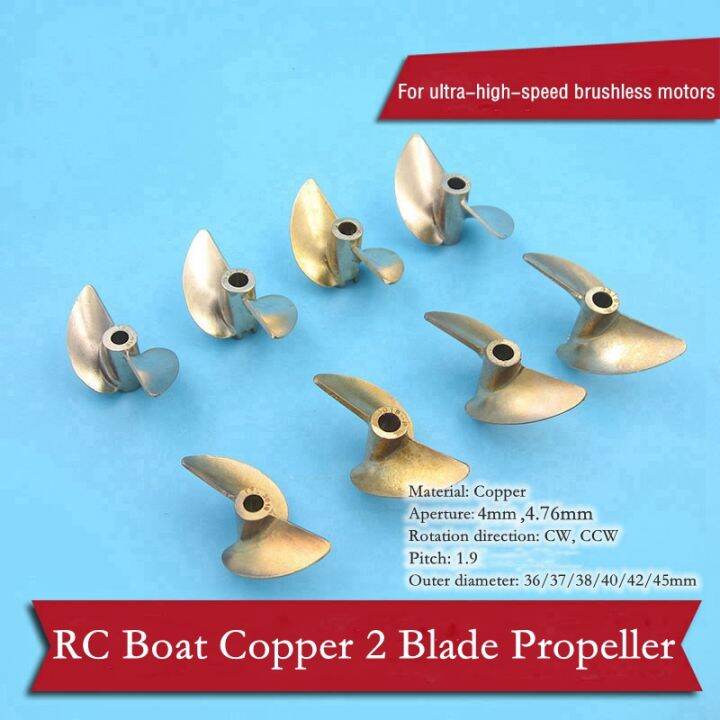 RC Boat 2-Blade Propeller 36-45mm Prop Brass Pitch 1.9 Hole 4mm 4.76mm ...