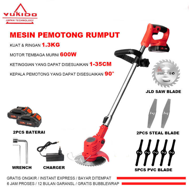 Mesin Potong Rumput 12V 36V Cordless Lawn Mower Grass Trimmer Mesin ...