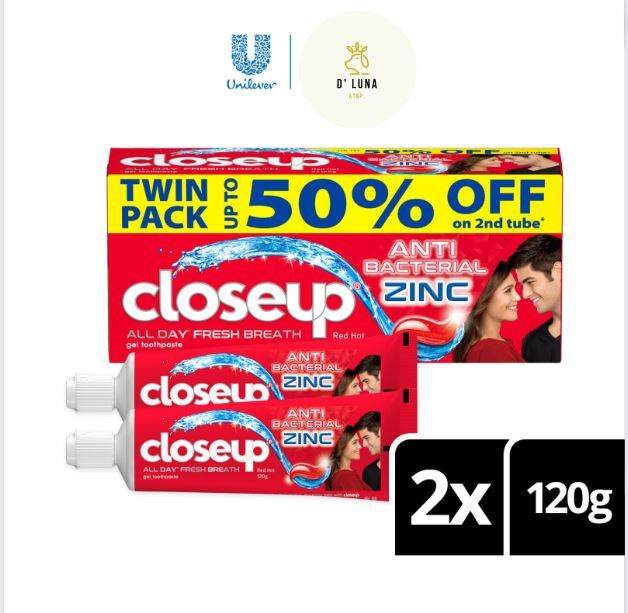 [TWIN PACK] CLOSEUP Close Up Anti-Bacterial Toothpaste Red Hot 120g X2 ...