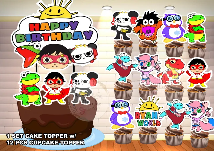 Ryans World Cake Topper w/ 12 pcs Cupcake Topper Set | Lazada PH