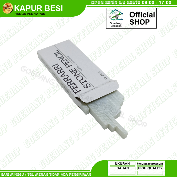 Kapur Besi ferrari Putih Plate Stone Pencil Tulis Besi 1 Kotak 12 Pcs ...