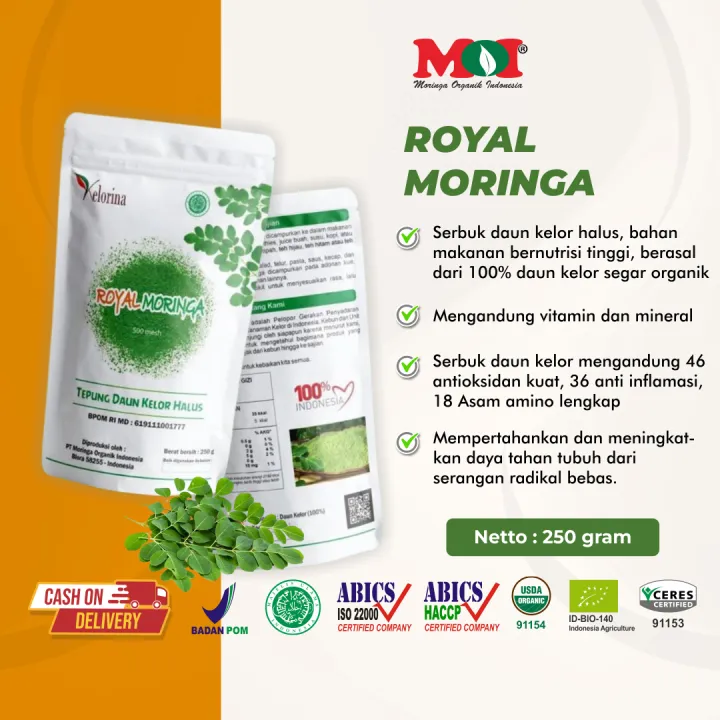 Royal Moringa 250 Gram Daun Kelor Premium Serbuk Bubuk Moi Kelorina ...