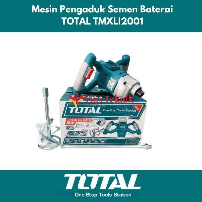 mesin pengaduk semen adonan baterai mixer cordless 20V TOTAL TMXLI2001 ...