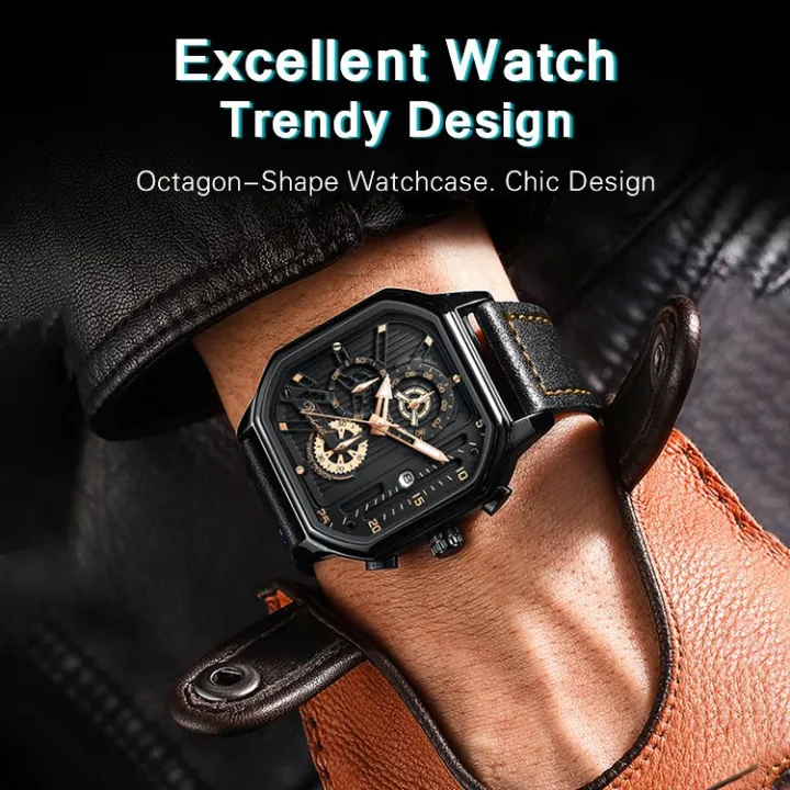 Acurve Waterproof Luminous Wrist Watch Square Quartz Watch for Men ...