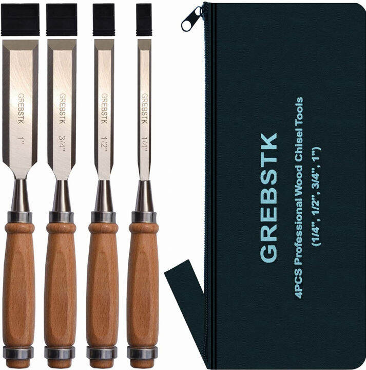 4PCS Wood Chisel Tool Sets Sturdy Chrome Vanadium Steel Chisel, 1/4 ...