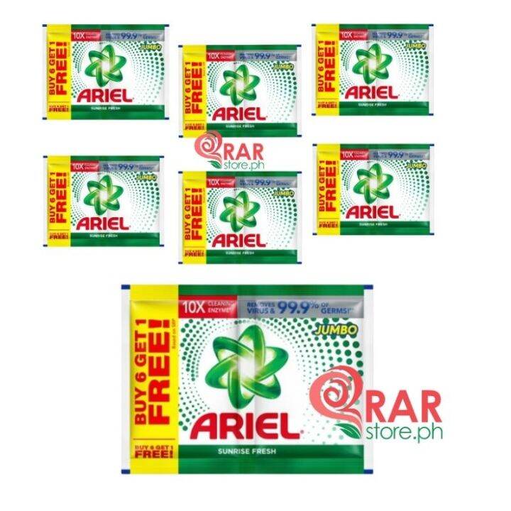 Ariel Powder Jumbo Sunrise Fresh 66 grams (6pcs + 1 FREE) | Lazada PH