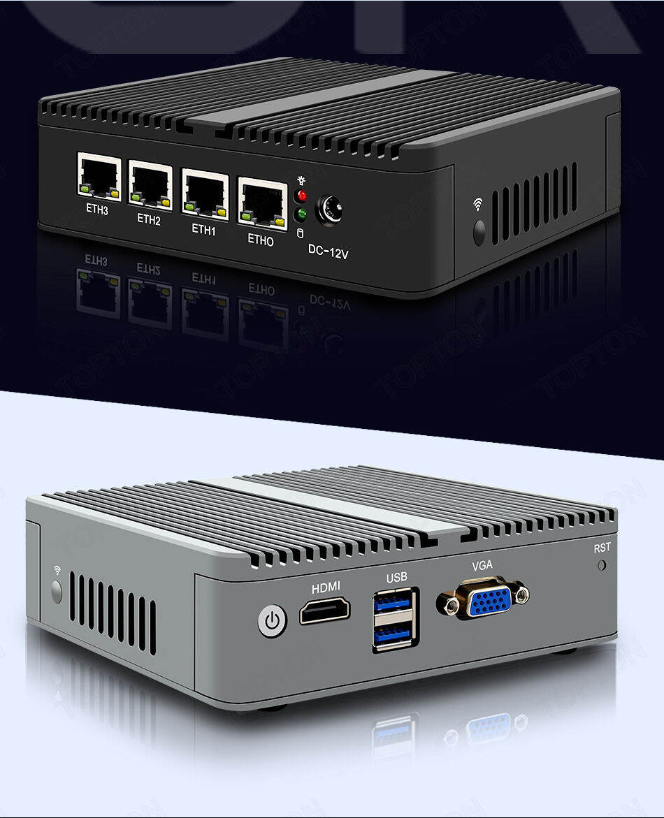 TOPTON Fanless PfSense Router Celeron J4125 Mini PC 4 LAN 2.5G Intel ...