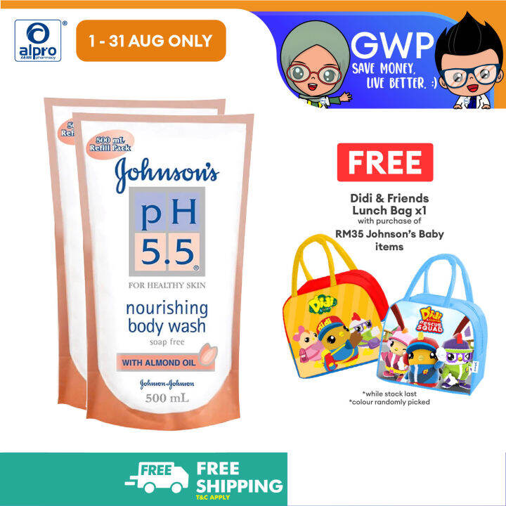 Alpro Pharmacy Johnsons pH5.5 Body Wash 500ml x 2 Refill Pack | Lazada