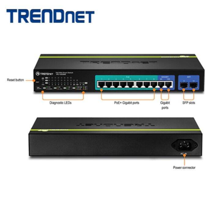 Switch TRENDnet TPE-1020WS 10-Port Gigabit Web Smart PoE+ Switch | Lazada