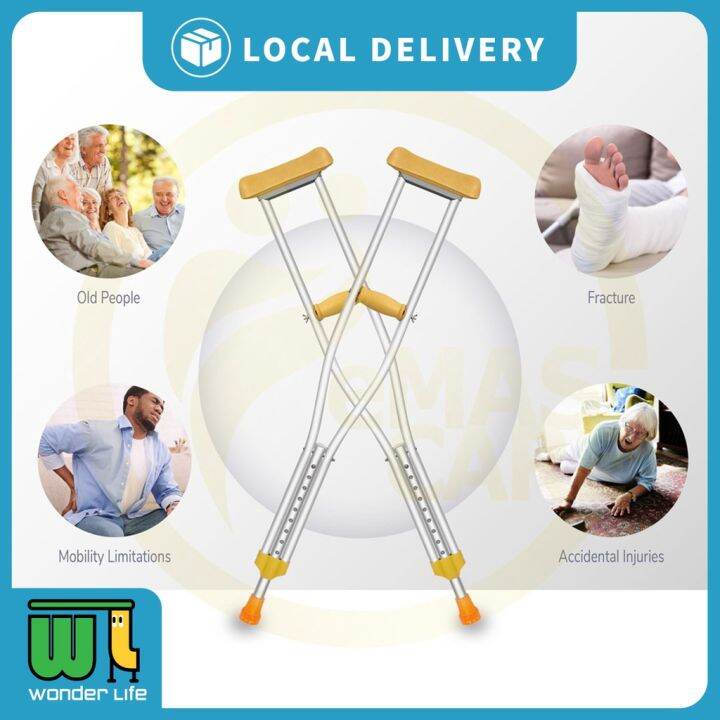 Ultra-Light Weight Underarm Cane Arm Support Adjustable Height Shoulder ...