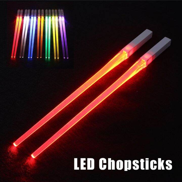 1Pair LED Lightsaber Chopsticks Reusable Light Up Durable Lightweight ...