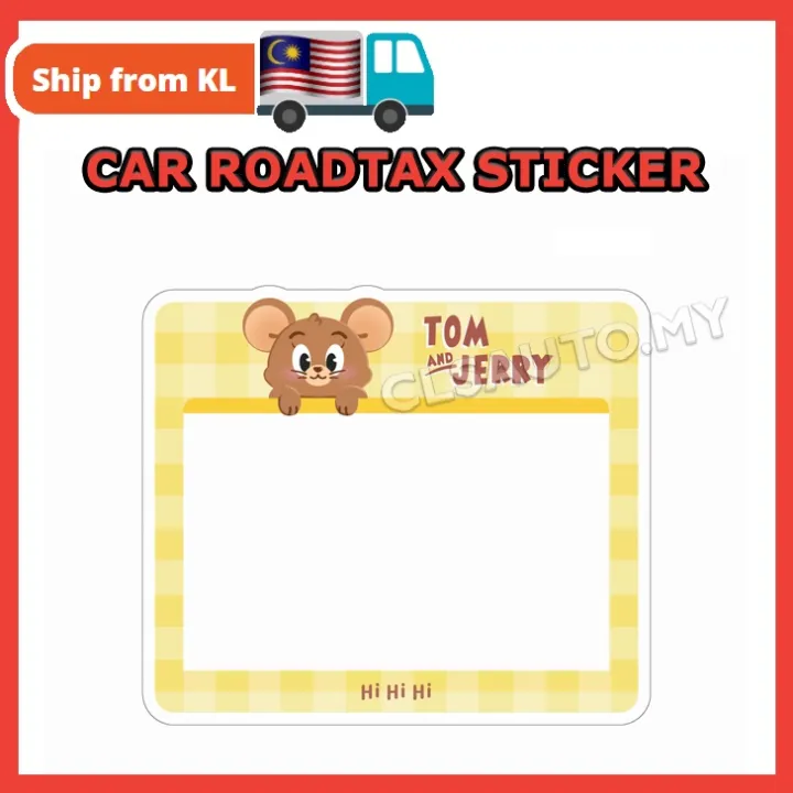 Jerry Car Roadtax Sticker (Ready Stock) Cartoon Design Tom & Jerry Road ...