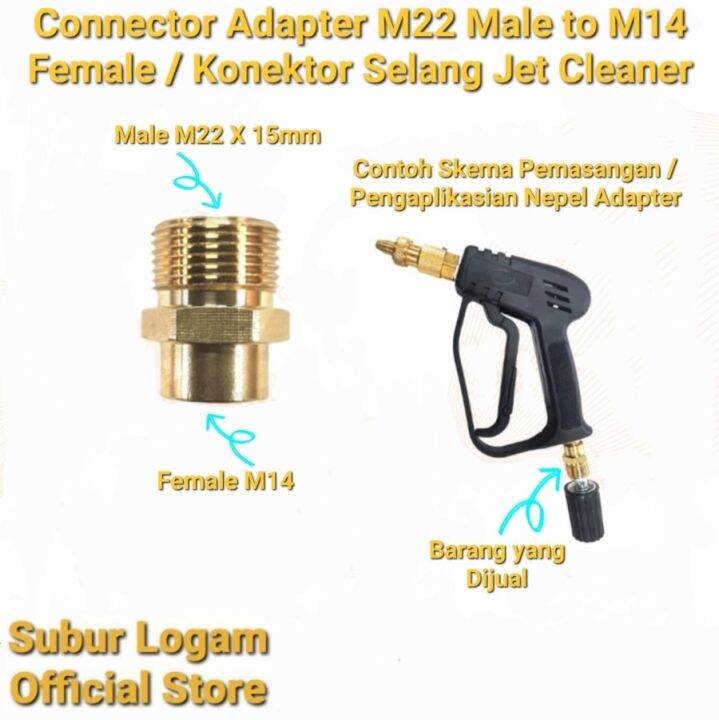 Connector Adapter M22 Male to M14 Female Konektor Selang Jet Cleaner Nepel Male Female | Lazada ...