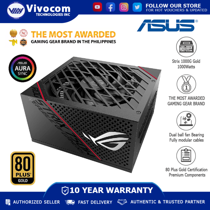 ASUS ROG Strix 1000G Gold 1000Watts Power Supply Unit Premium Cooling ...