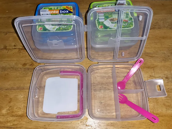 SALE! student bentobox / 4 division lunch box set including spoon ...