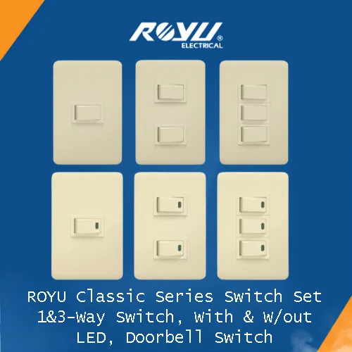 ROYU Electrical Switches Classic Series Set 1,2,3 gang and 1 and 3-Way ...
