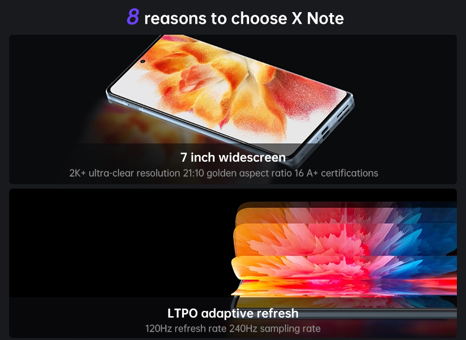 ViVO X Note 5G โทรศัพท์มือถือ 7.0 inch 2K + E5 AMOLED Snapdragon 8 Gen 1 3D ลายนิ้วมือ Flagship ...