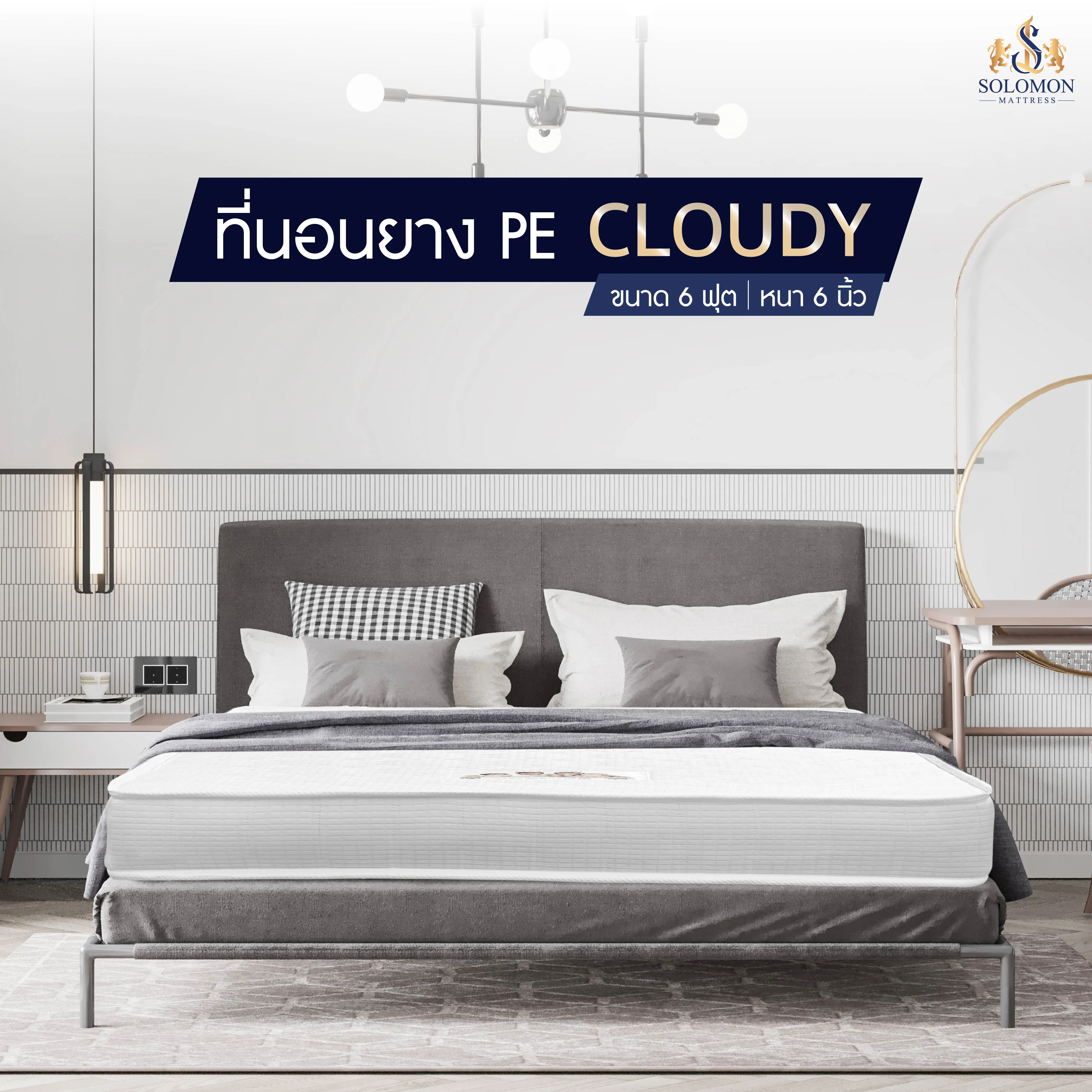 Solomon ที่นอนยาง PE เสริมฟองน้ำอัดแน่น รุ่น CLOUDY หุ้มผ้านุ่มขนนก สี ...