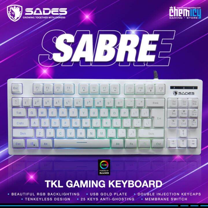 Sades Sabre White TKL RGB Gaming Keyboard | Lazada Indonesia