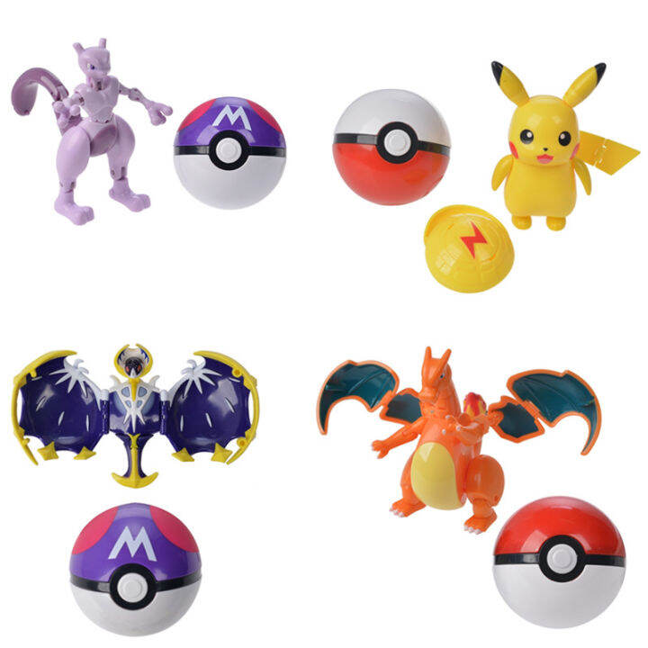 Origina Tomy Pokemon Deformation Pokeball Figures Toy Transform Pikachu ...