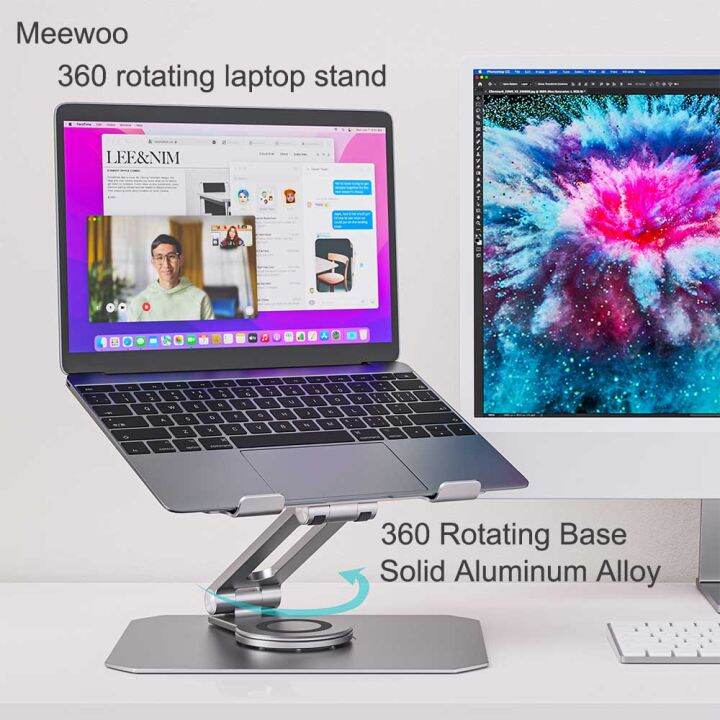 Meewoo Laptop Stand 360 Rotating Aluminum Alloy Height Adjustable ...