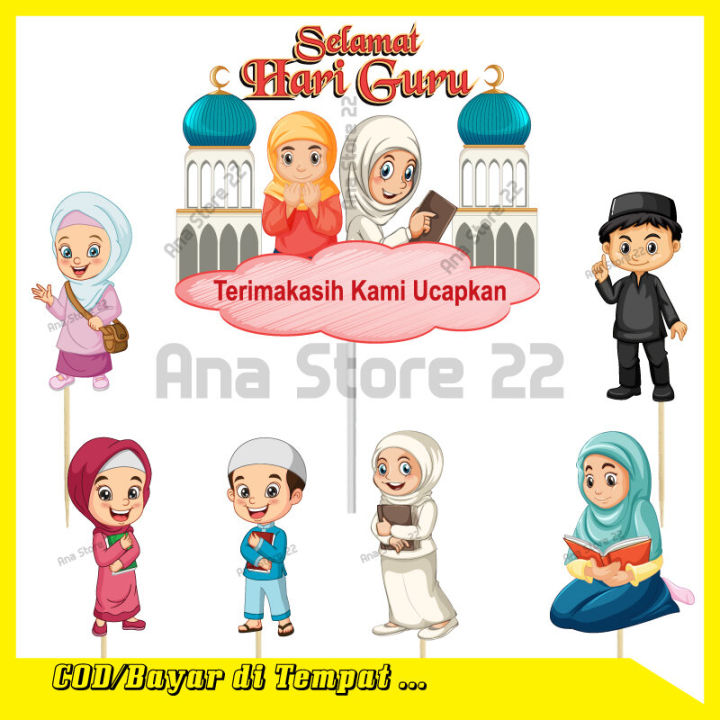 TOPPER CAKE SELAMAT HARI GURU HIASAN KUE KARAKTER ANAK LAKI LAKI DAN ...