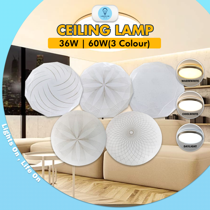 3 Colour LED Modern Ceiling Light Surface Mounted Ceiling Lamp 16 ...