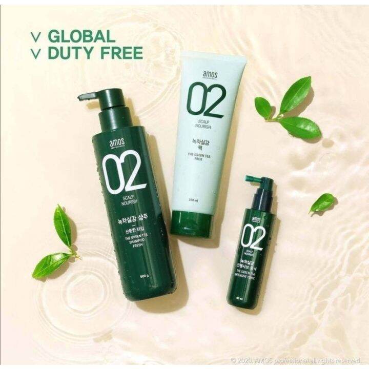 NEW แชมพูลดผมร่วงAmos Scalp 02 Feel the Green Tea Shampoo 500g ...