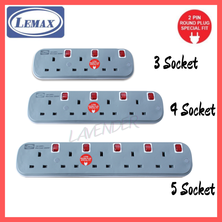 LEMAX ES-531/ES-541/ES-551 3 Pin Extension Socket ONLY (Grey) (3,4,5 ...