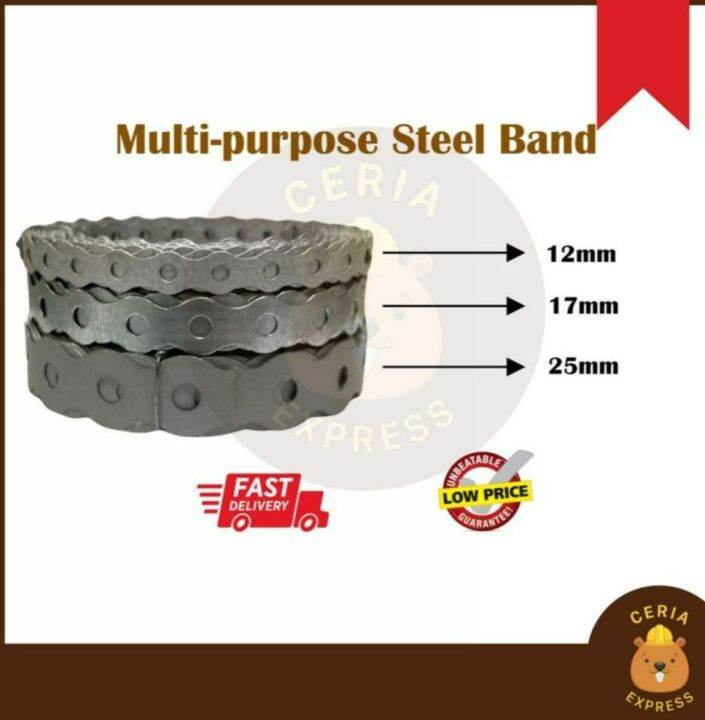 [𝟏𝟎𝐦] CERIA Multi Purpose Steel Band Besi Ikat Paip 𝟏𝟐𝐦𝐦 𝟏𝟕𝐦𝐦 𝟐𝟓𝐦𝐦 | Lazada