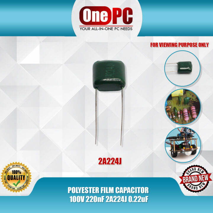 POLYESTER FILM CAPACITOR 100V 220nF 2A224J 0.22uF | Lazada PH