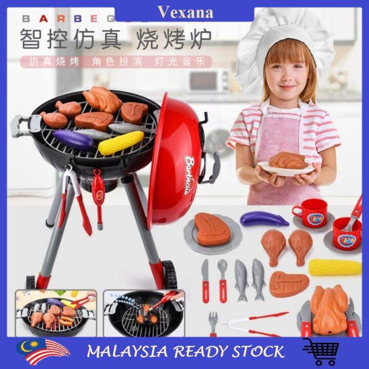 Kids BBQ Grill Simulation Kitchen Cooking Playset Children Barbeque ...