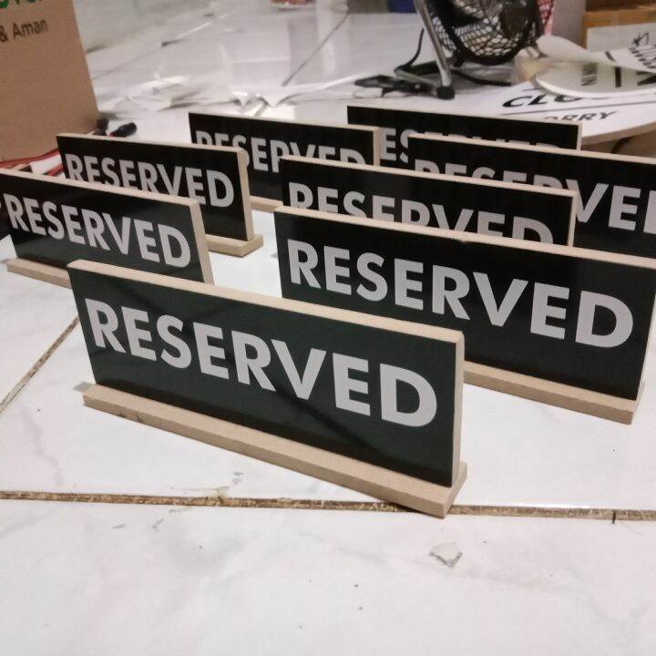 Tulisan RESERVED 15 x 5cm MDF Sign Penanda Meja Dipesan Tanda RESERVED ...