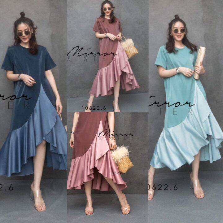 (นางแบบใส่ชุดขาย) LX Instinct Look DreSS เดรสแขนสั้น ผ้าตัวเสื้อนิ่มไม่ ...