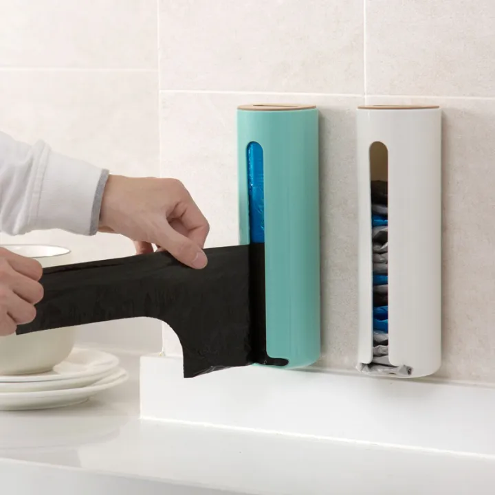 Solid wood plastic storage box wall garbage bag sorting box kitchen ...