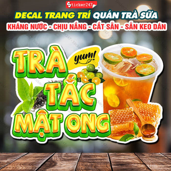 Decal Trà Tắc Mật Ong trang trí quán – Sticker Trà Tắc Mật Ong , Decal ...