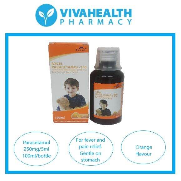 Axcel Paracetamol 250mg Suspension 100mL - Orange Flavour | Lazada ...