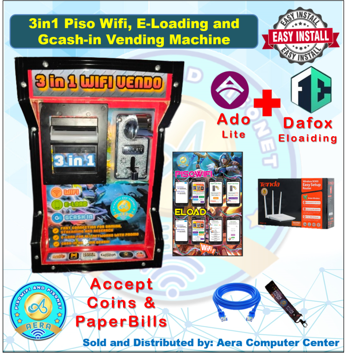 [Aera] 3in1 PisoWifi Eloading and Gca$h-in Vendo Machine with Ado Lite ...