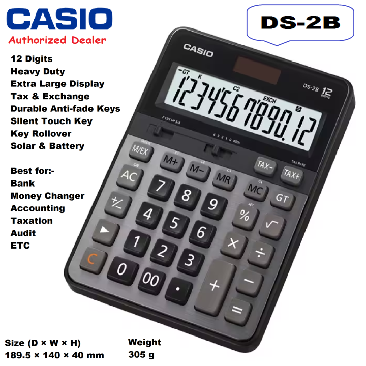 Casio DS-2B desktop 12 digit Heavy Duty Business Calculator Best for ...