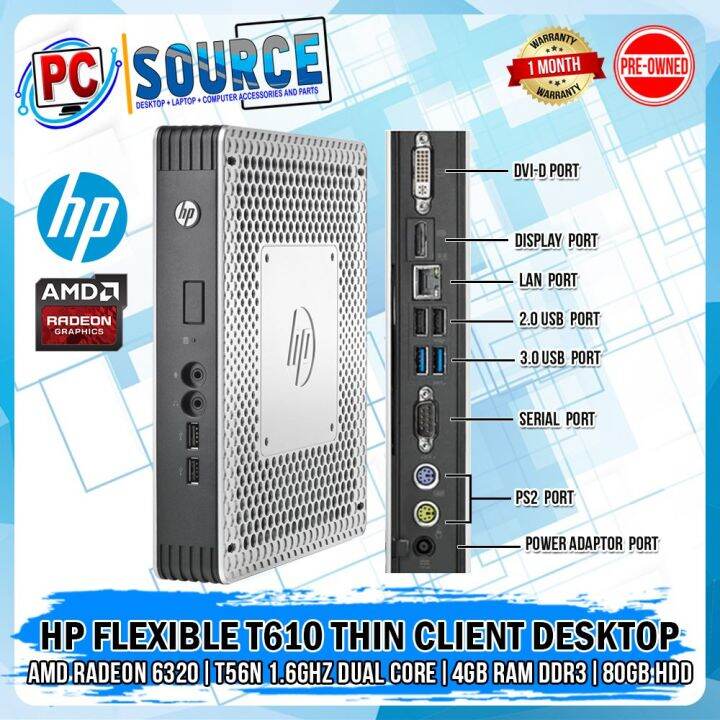 HP Flexible T610 Thin Client Desktop PC | ATI AMD Radeon 6320 1.6gHz ...