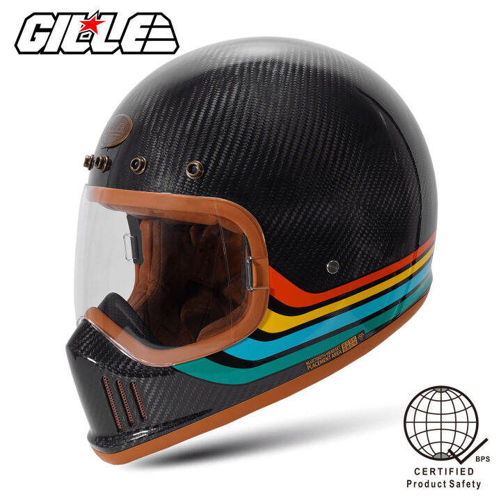 Gille Helmet AF10 CARBON SR8 RETRO Motorcycle Helmets Vintage Full Face Single Visor Free Bag ...