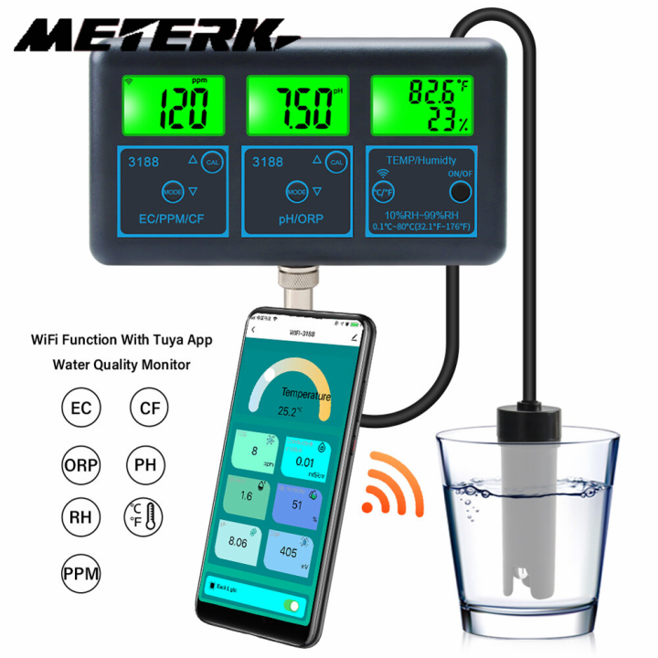 Smart Sensor Tuya WiFi 7in1 Water Quality Tester Multi-Parameter Water ...