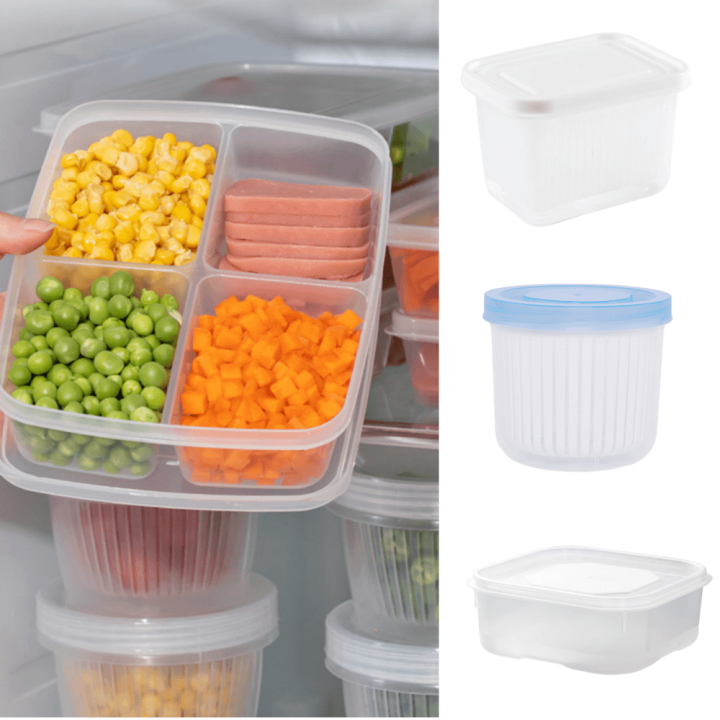 Refrigerator Food Storage Box Four Compartment Food Sub-Packed Onion ...