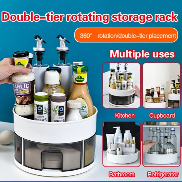 Double-tier rotating condiment storage rack | Lazada PH