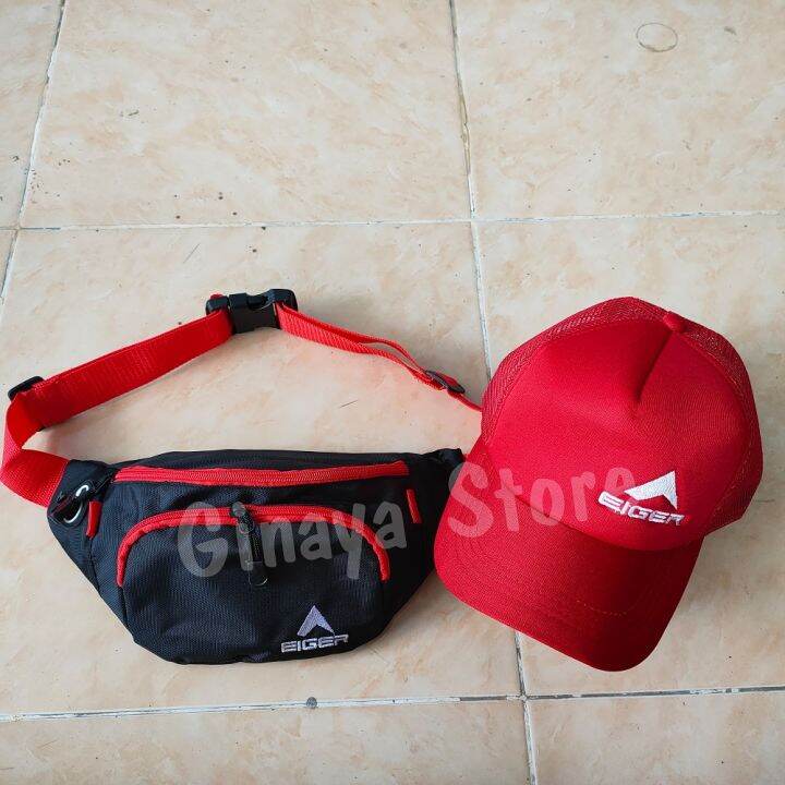 (REAL PIC) Tas selempang dan topi zona merah Eiger | Lazada Indonesia