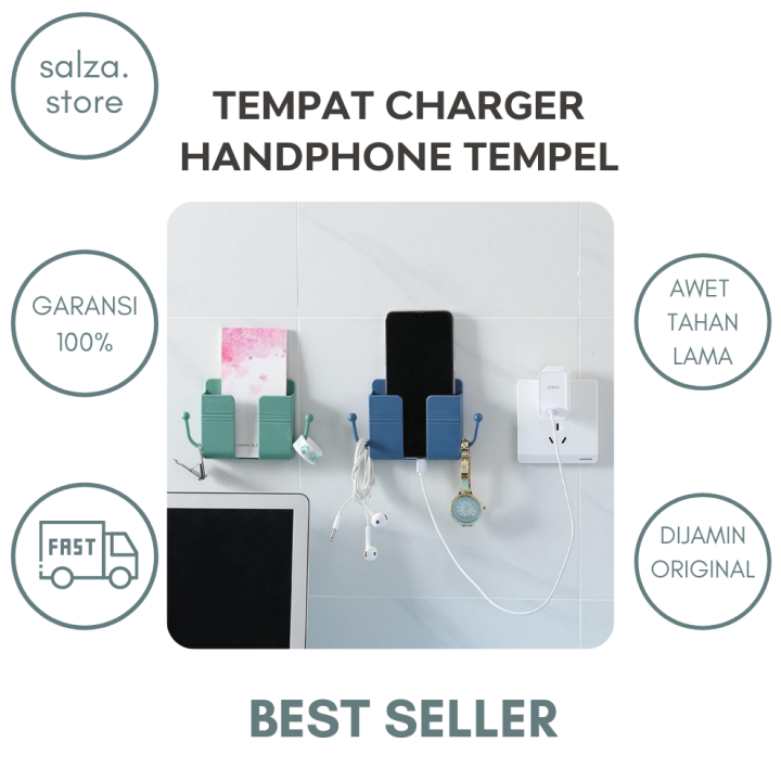 GARANSI 100% Tempat charger hook/rak hp tempel colokan cable/rak ...