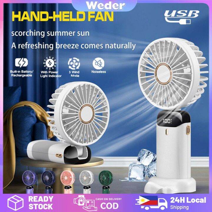 【COD】3-in-1 Mini Fan Rechargeable Electric Fan USB 3000mAh 5-Speed Wind ...