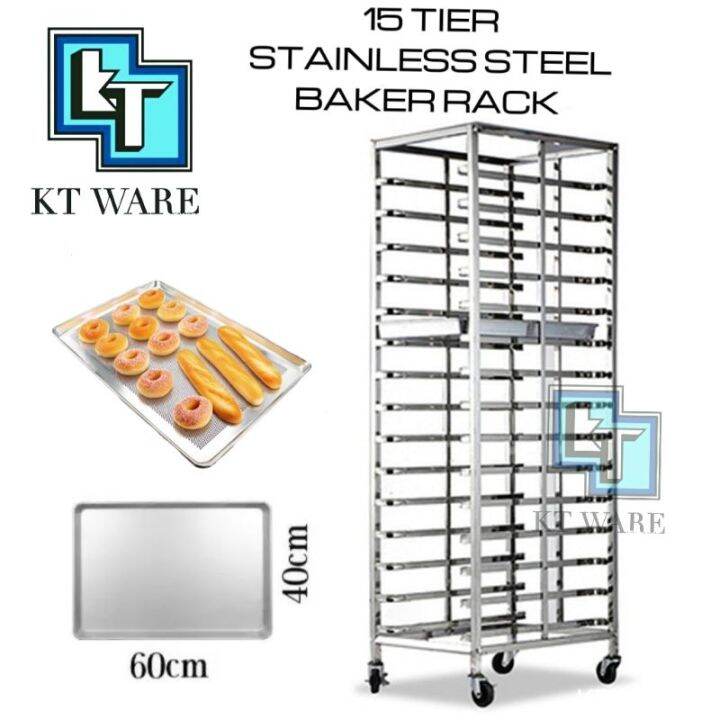 KT WARE 15 TIER STAINLESS STEEL COOLING RACK BAKER RACK CAKE RAKE FOR ...