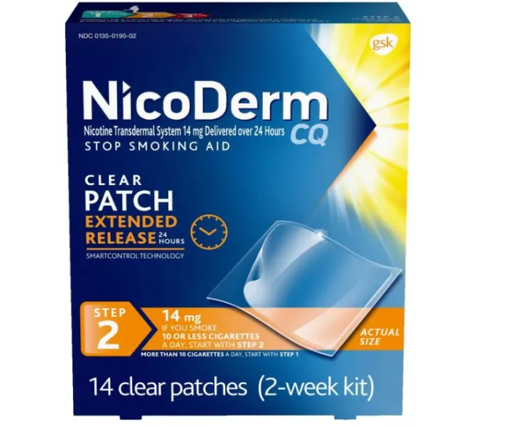 NicoDerm CQ Step 2 Nico/tine Patches to Quit Smoking, Clear Patch , 14 ...